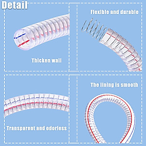 QuQuyi 3/4 Inch ID x 1 Inch OD Heavy-Duty Steel Wire Suction PVC Flexible Tubing High Pressure UV Chemical Resistant Thick Vinyl Hose Tube, 3.3 FT