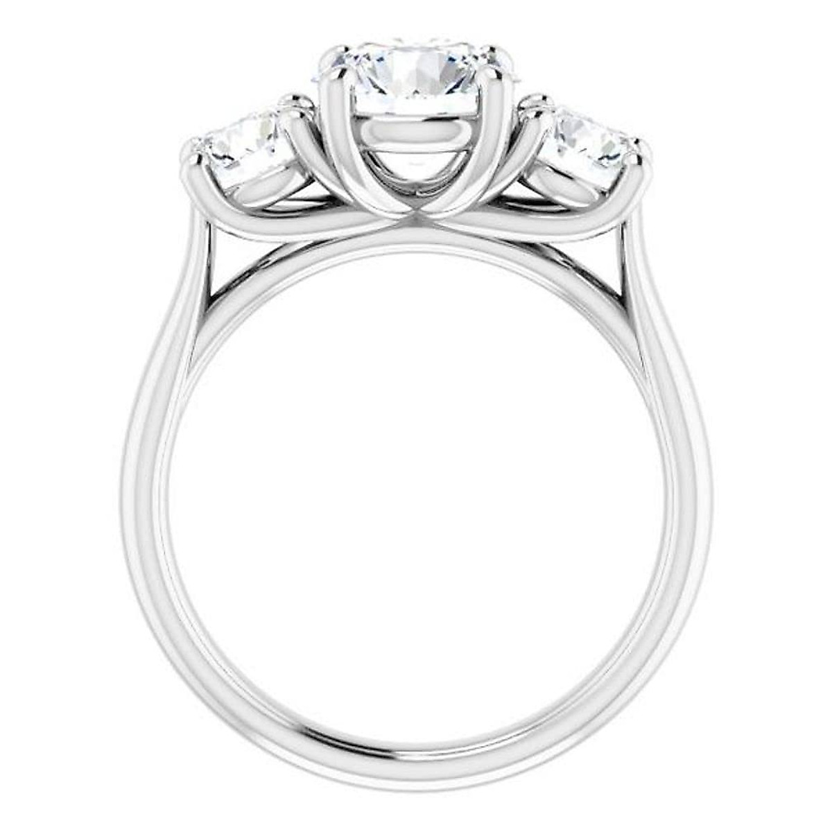 Moissanite Ring 10K Solid White Gold Handmade Engagement Ring 1.50 CT Round Cut Moissanite Diamond Three Stone Wedding/Bridal Rings for Women/Her Proposes Rings By Rivaan Jewel (10)