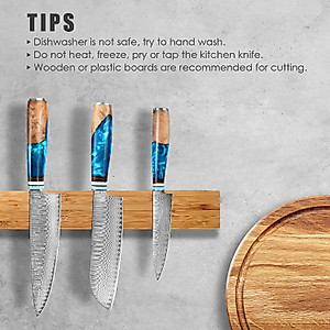 Chef Knife Set Damascus, 3PCS Professional Japanese VG10 Damascus Steel Kitchen Knife Set Chefs Knife, Paring knife, Santoku Knives, Chef Knife Set for Kitchen with Gift Box