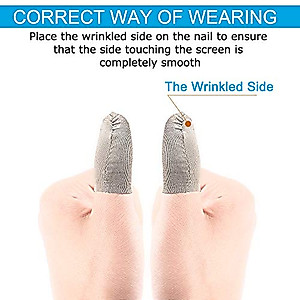 IUGGAN PUBG Mobile Game Finger Sleeve Sets [5 Pack] Sterling Silver Fiber, 0.01"(0.5mm) Ultra-Thin iPhone Smart Phone Finger for Call of Duty Mobile, Rules of Survival (Gray)