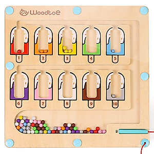 Woodtoe Magnetic Color and Number Maze, Montessori Wooden Magnet Puzzle Game Board for Toddlers, Learning & Education Toys for Preschoolers, Fine Motor Skills Birthday Toys for Boy Girl 3-6