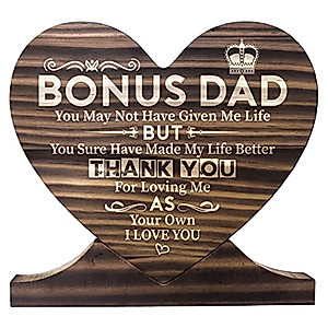 Stepdad Gift Wood Sign, Stepdad Gift for Birthday, Gift Wood Plaque Heart, Unique Gift Idea for Bonus Dad, Heart Wood Sign, Bonus Dad Plaque, Meaningful Gifts for Stepdad, Father's Day, Christmas