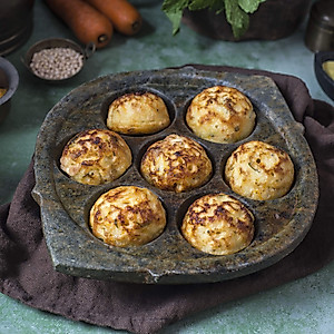 Ancient Cookware, Indian Soapstone Paniyaram Maker - 10 pit