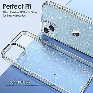 Hython Case for iPhone 14 Plus Case Glitter, Cute Clear Glitter Shockproof Protective Phone Cases for Women Girls, Sparkle Bling Anti-Scratch Soft TPU Cover for iPhone 14 Plus 6.7 inch, Shiny Clear