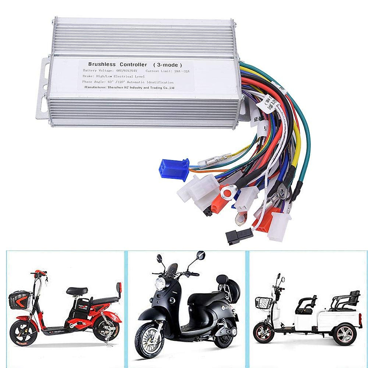 Nikou Electric Scooter Motor Controller - 48V 60V 64V 1000W-1500W Stable Electric Bicycle Brushless Speed Motor Controller Low Noise