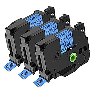 NineLeaf 3 Pack Compatible Label Tape Replacement for Brother TZe551 TZe-551 TZ-551 TZ551 Black on Blue Laminated Tapes 24mm 1'' x 26.2 ft Work with P-Touch PT-D600 PT-P710BT 2730 E500 Label Maker