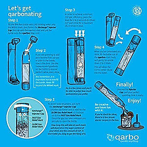 Twenty39 qarbo sparkling water maker Party Plus Bundle with 4 bottles, 3 aircharge caps and cleaning brush (Black)