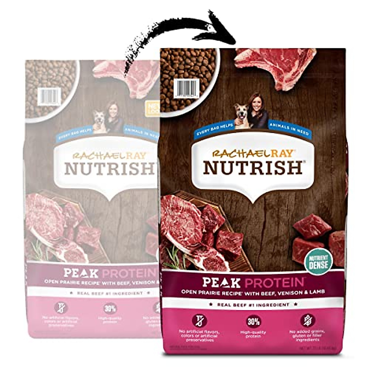 Rachael Ray Nutrish PEAK Natural Dry Dog Food, Open Prairie Recipe with Beef, Venison & Lamb, 23 Pounds, Grain Free (Packaging May Vary)