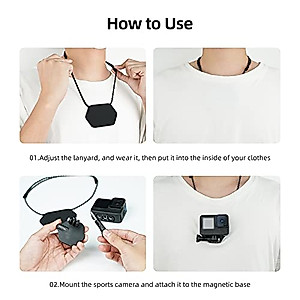TELESIN Magnetic Snap Mount Neck Strap Necklace Lanyard, 360° Chest Body Strap Accessories Vehicle Boat Tube Attachment for GoPro Max Hero 11 10 9 8 7 6 5 Insta360 X2 X3 DJI Action 2 3 AKASO