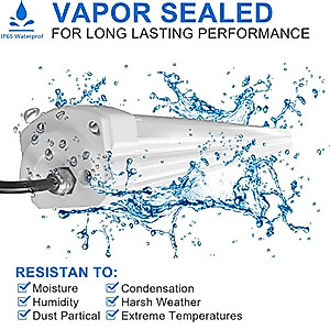 4FT LED Vapor Tight Lights, 40W LED Vapor Proof Light, 5200LM 5000K Commercial LED Workshop Light, IP65 Waterproof for Car Wash, Garage, Walk-in Freezer, 100-277V AC DLC UL Listed (6-Pack)