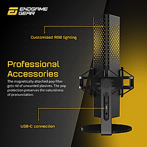 ENDGAME GEAR XSTRM USB RGB Microphone for PC Gaming, Cardioid Gaming Mic, Black