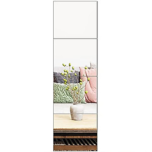 Ruomeng Full Length Mirror Tiles - 14" x 12" x 4Pcs Gym Mirror Body Mirror Frameless Wall Mirror for Vanity Bedroom, Living Room