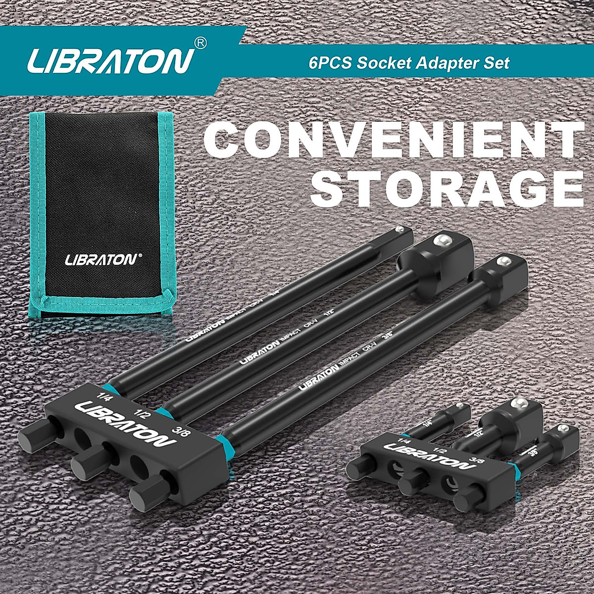 Libraton Impact Grade Socket Adapter Set, 3" & 6", Drill Socket Adapter, Impact Socket Adapter, Socket Driver Adapter, Drill Socket Adapter Extension, with Storage Bag