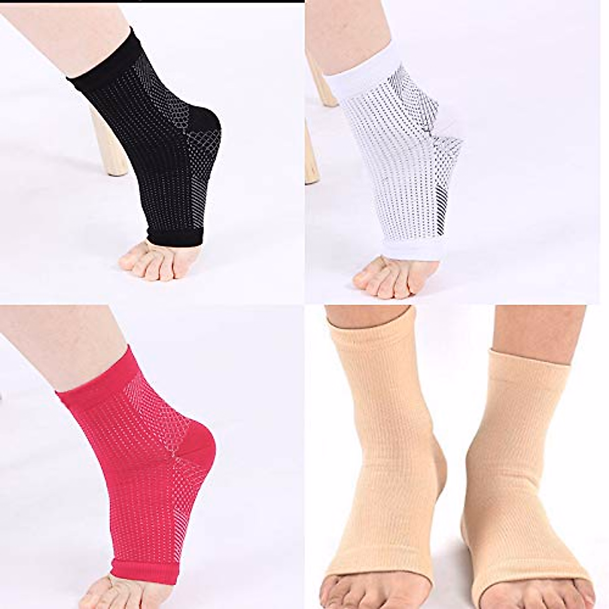 ALILILI 6 pairs Dr Sock Soothers Socks Anti Fatigue Compression Foot Sleeve Support Brace Sock (6 colors, S/M)