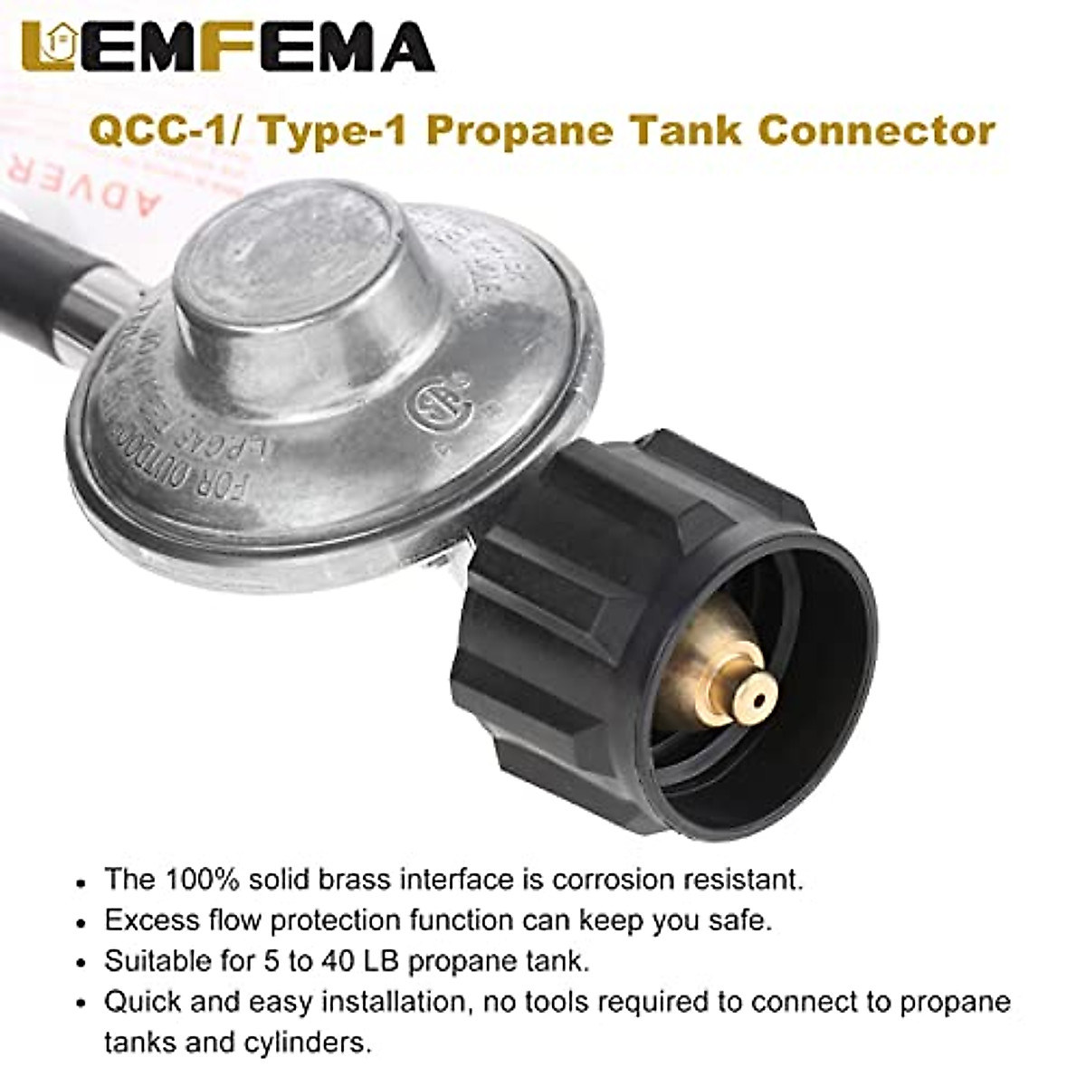 Lemfema 12FT Propane Hose Regulator - 3/8 inch Female Quick Connect Disconnect x QCC1 Propane Tank Connection Replacement for Mr. Heater Big Buddy Heater