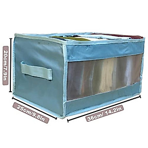 STRATEGIC HOME – 7 Grid Wardrobe Clothes Organizer | Pack of 2 Large Size Storage Organizer | Oxford Fabric, Transparent Window & Reinforced Carrying Handles | Foldable & Washable