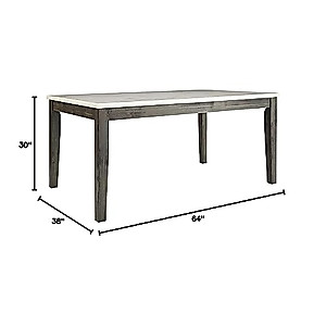 ACME FURNITURE Merel Dining Table - - White Marble & Gray Oak