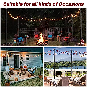KULAMOON 2 Pack 9.5 FT Outdoor Patio String Light Poles with Hooks for Outdoor String Lights, Poles for Garden, Backyard, Patio, Lights Poles for Parties, Wedding Christmas Decorations