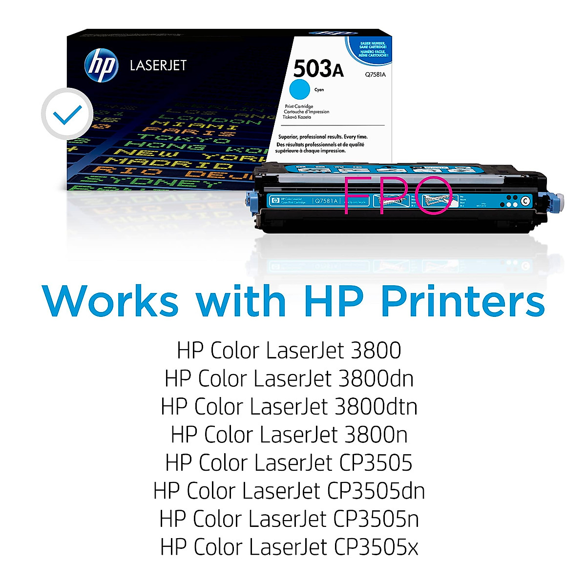 Original HP 503A Cyan Toner Cartridge | Works with HP Color LaserJet 3800, CP3505 Series | Q7581A
