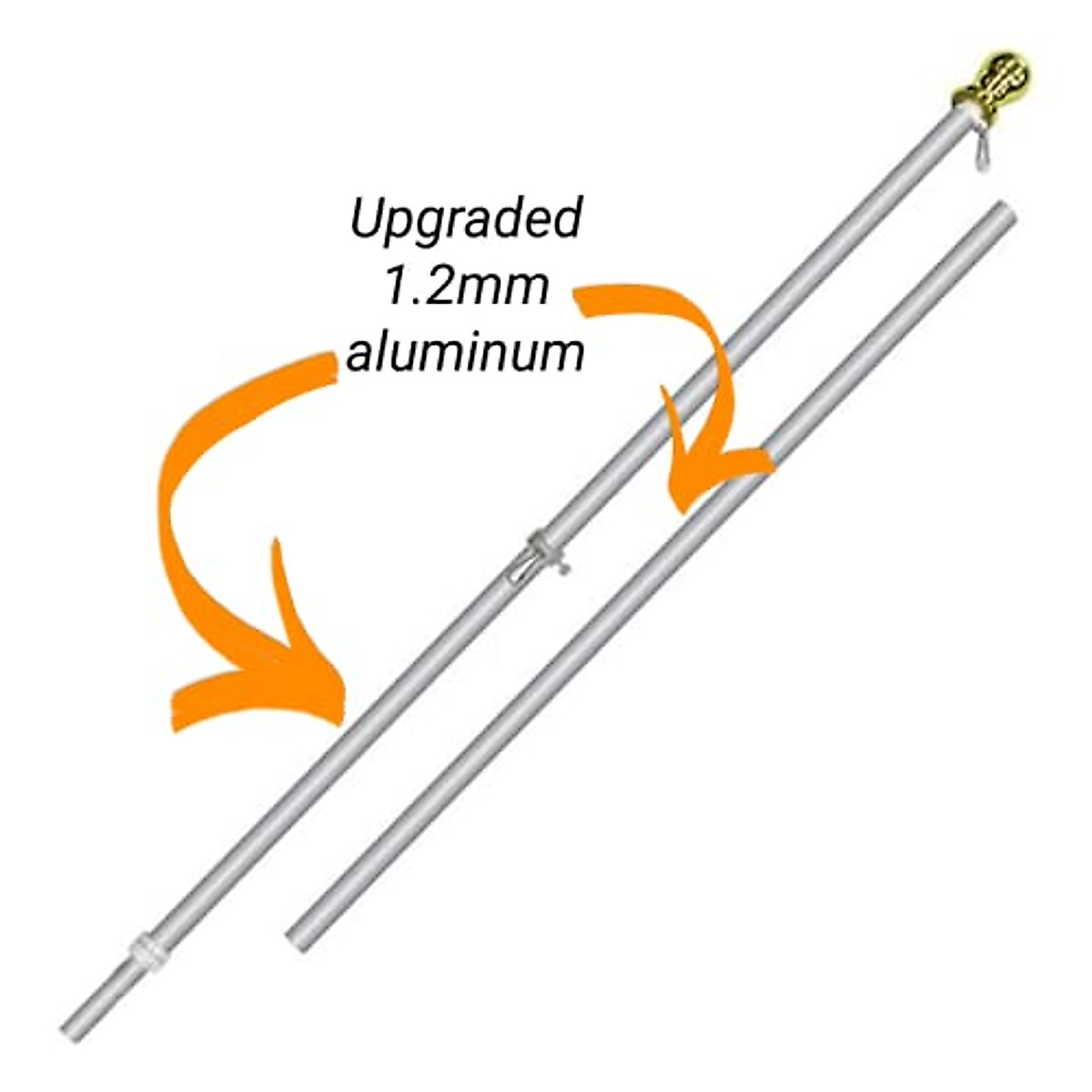 Grace Alley Flag Pole: 6 Foot Tangle Free Spinning Flag Pole. Residential or Commercial Flag Pole. Wind Resistant/Rust Free. (Silver)