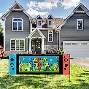 Mario Backdrop Super Brother Adventure Background Themed Party Birthday Party Decorations Super Bros Mario Themed Birthday Party Baby Shower Supplies Studio Props,82.7*27.6 Inch