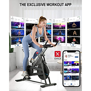OVICX Bluetooth Exercise Bike Stationary Bike with App Magnetic Stationary Bikes for Home Workout Indoor Cycling Bike