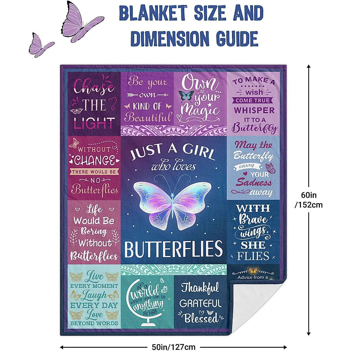 Loxezom Butterfly Gifts for Women Teen Girls, Butterfly Decor, Butterflies Gifts for Women, Butterfly Blanket Unique, Best Gifts for Butterfly Lovers, Butterfly Memorial Gifts Throw Blanket 60" x 50"