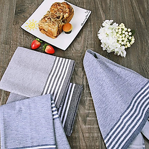 Wenzhi Kitchen Dish Towels for Washing Dishes, Cotton Light Blue Kitchen Towels for Drying, 19x28 Inches Tea Towels Pack of 3