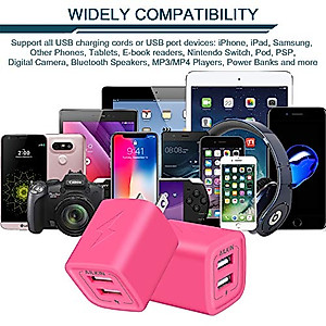 Wall Charger, AILKIN USB Plug Fast Charging Block, Power Adapter Cube 2 Port Charge Travel Brick Cell Quick Chargers Box for iPhone 15/14/13/12 Pro/SE/11Pro Max/XR, Samsung Galaxy S22 S7 S6, HTC, LG