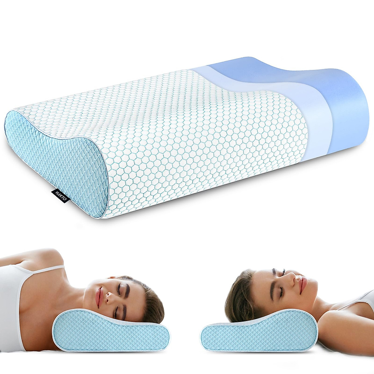 Memory Foam Pillows, Neck Pillow Queen Size Bed Pillow for Sleeping, Ergonomic Cervical Pillow Neck Support Pillow for Side Back Stomach Sleeper, Orthopedic Contour Pillow for Neck and Shoulder Pain