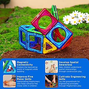 Magformers Basic Set (62-pieces) Magnetic Building Blocks, Educational Magnetic Tiles, Magnetic Building STEM Toy, Multi-colored, Model Number: 63070