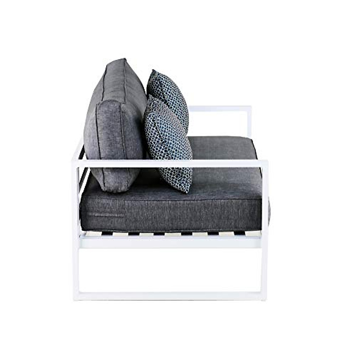 Elle Decor Paloma Outdoor Patio Furniture Collection in Weather-Resistant Metal Frame Patio, Sofa, White