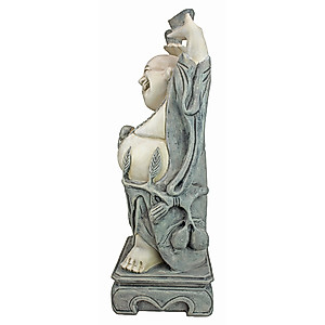 Design Toscano Jolly Hotei Laughing Man Asian Decor Indoor/Outdoor Garden Statue, 26 inches tall, Cast Stone Resin, Two Tone Stone Finish