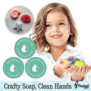 Pinwheel Crafts Soap Making Kit for Kids, DIY Complete Set with Molds, Scents, Dye, Glitter, Foaming Net - Great for Science Projects and Crafts