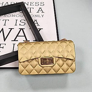 Bella Luna Mini Candy Color Quilted Jelly Purse Crossbody Bag or Shoulder Bag for Women Teens or Girls (Matte Gold)