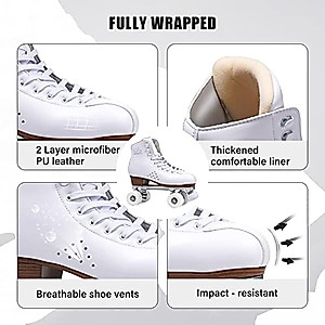 PAPAISON Roller Skates for Women and Girls, Deluxe 2 Layer Microfiber Leather Double Row-Classic Roller Skates for Men, Professional Outdoor Indoor Quad-Skates for Kids & Adults