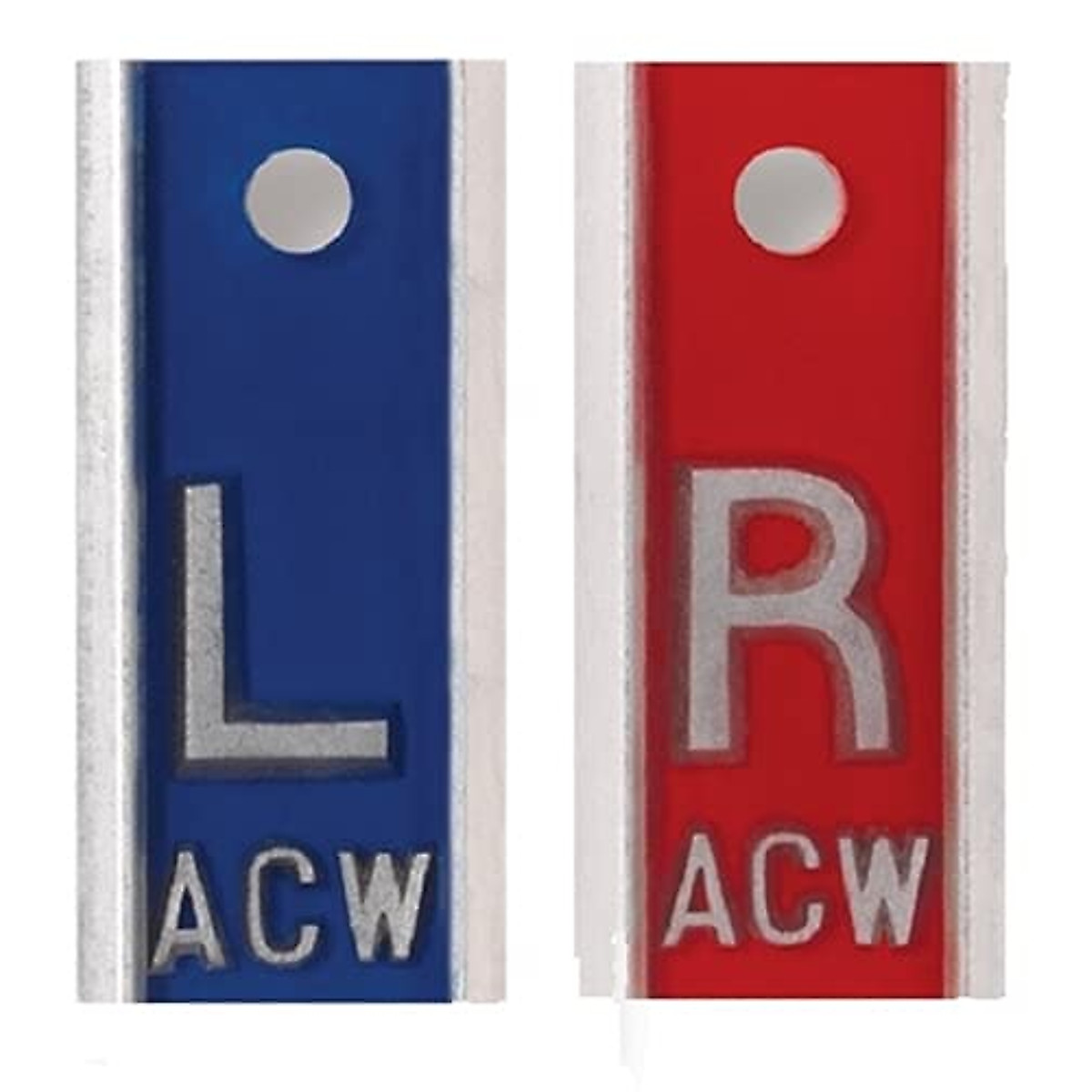 Aluminum X-Ray Markers - Blue/Red, Left & Right Set, 1/2" Lead Letters"L" &"R"