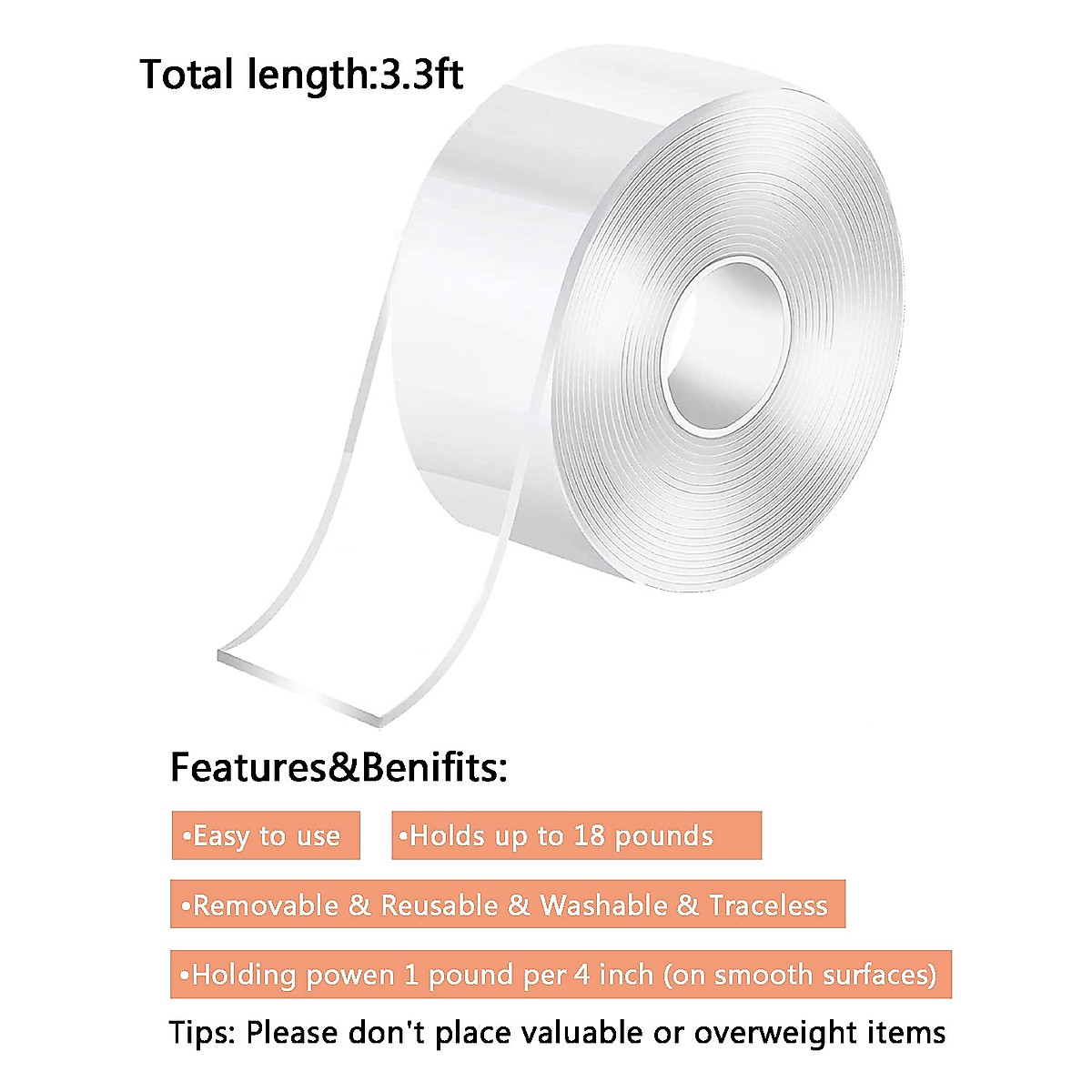 VAEHOLD Adhesive Acrylic Spice Rack with Nano Double Sided Tape Wall Mount Organizer Clear Wall Spice Rack With Shelf Ends for Kitchen Cabinet Door - 2 Pack 11 4/5‘’ Shelves