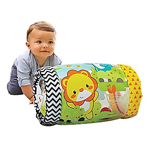 Infantino Jungle Peek & Roll - Encourages Crawling, Inflatable Activity Toy with Bouncing Balls Inside, Fun & Friendly Animal Characters, Helps Gross Motor Skill Development, for Babies 6M+
