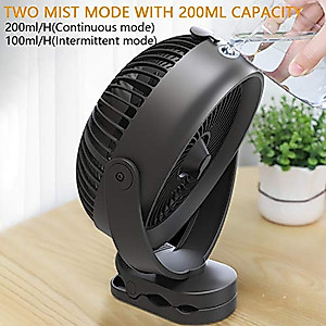 KOONIE 10000mAh Battery Operated Misting Fan with Clip, 8-Inch Mist Fan for Desk, Detachable Battery, 3 Speeds, 2 Mist Modes with 200ml Tank, 48 Hours Working Time for Home Stroller Office and Outdoor