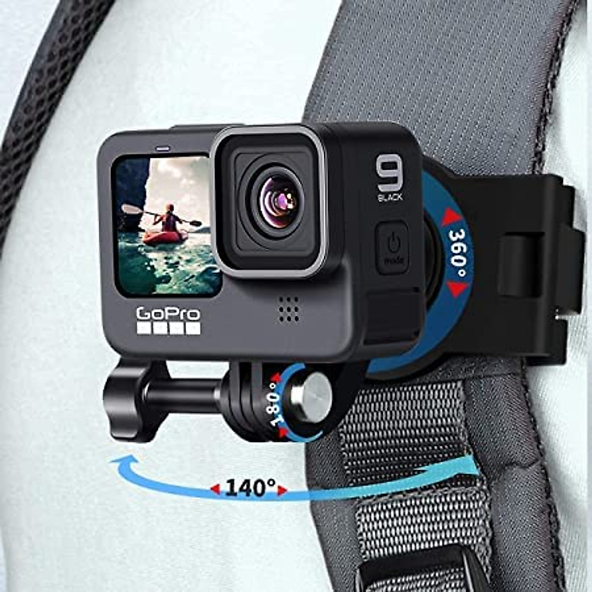 Professional GoPro Mount for Backpack Strap,Adjustable Camera Shoulder Mount Compatible with GoPro Hero 9 8 7 6 5 4 Black, Session, Insta 360 One R, DJI Osmo Action and Most Action Camera