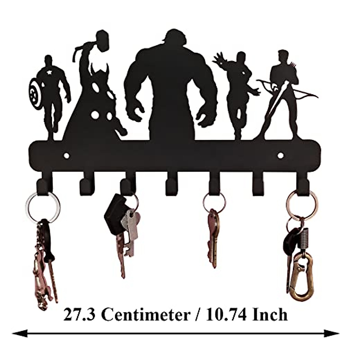 HeavenlyKraft Superheros Wall Mounted Metal Key Holder, Key Organizer, Metal Key Hook, 10.6 X 7.5 X 1 INCH