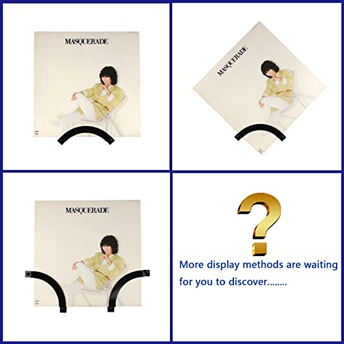 Vinyl Record Shelf Wall Mount 6 Pack,Vinyl Album Wall Mount Stand,Acrylic Album Record Holder Display Wall Shelf Storage,Various installation and display methods record wall Mount (Arc - Black)