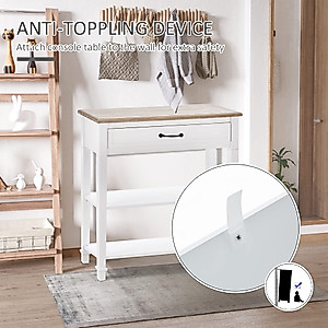 HOMCOM Modern Style Sofa Console Entry Hallway Table with Drawer and Shelves, Sturdy Build, and Large Storage, White