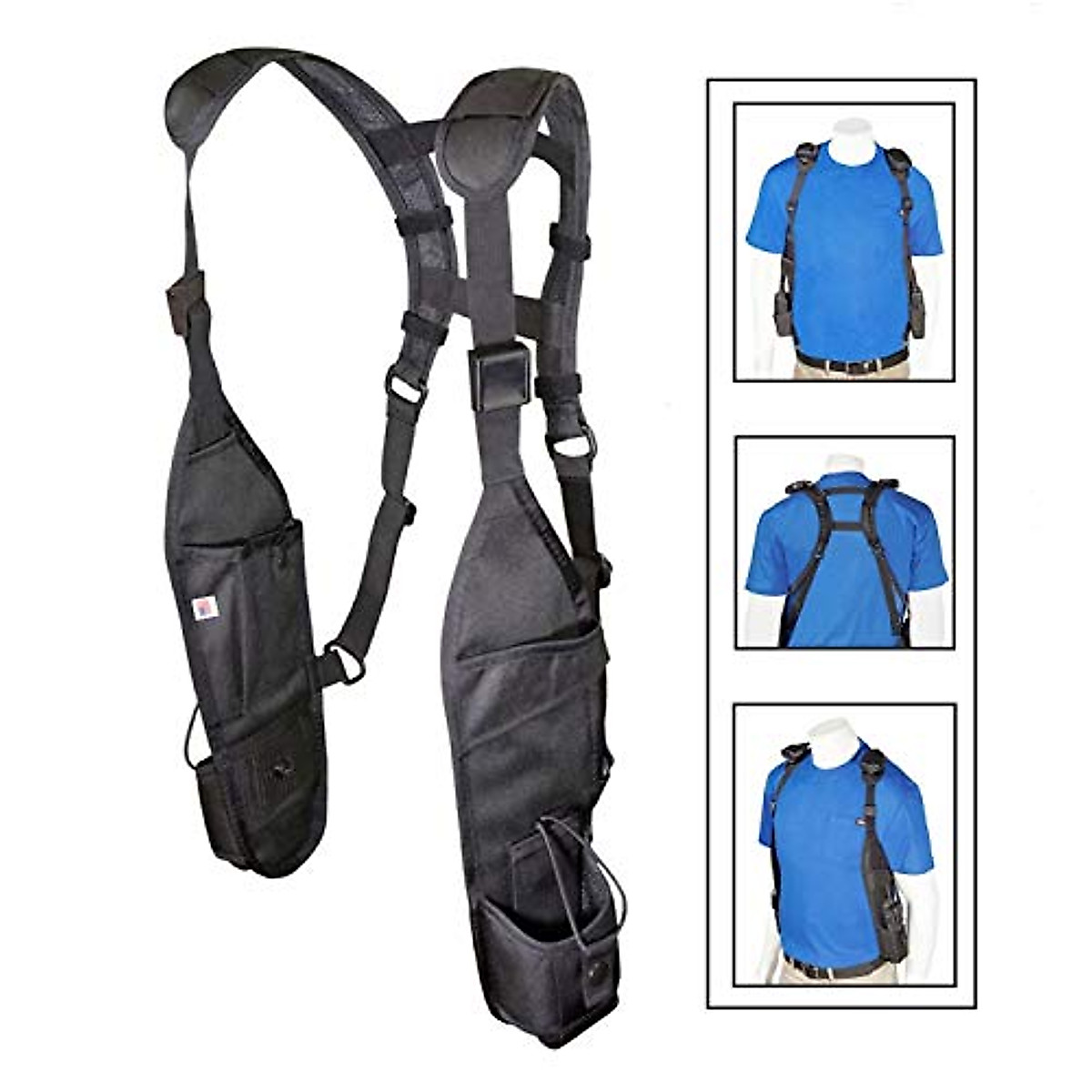 USH-300D Double Radio Shoulder Holster Chest Harness with an Adjustable Radio Pouch fits All Medium to Large Motorola ICOM Vertex Two Way Radios. Made in The USA by HOLSTERGUY