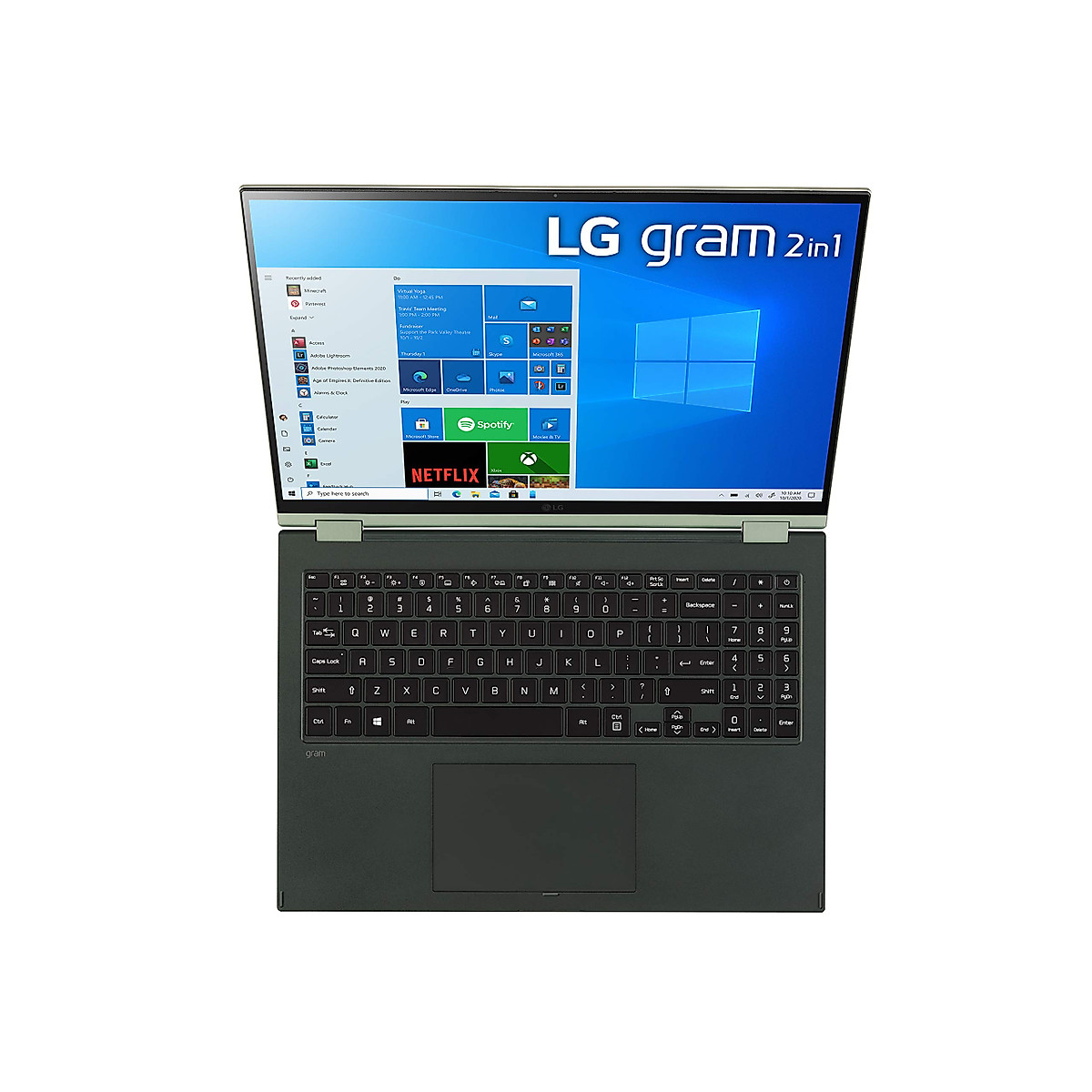 LG Gram 16T90P 16" WQXGA (2560 x 1600) 2-in-1 Lightweight Touch Display Laptop, Intel Evo 11th Gen Core i7 , 16GB RAM, 512GB SSD, 21 Hour Battery, Alexa Built-in, 2X USB-C, HDMI, USB- Green