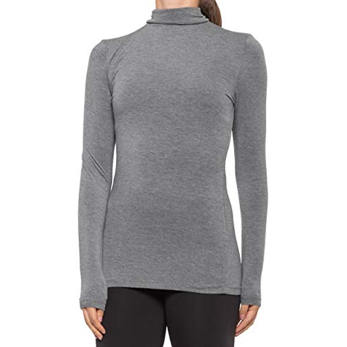 Cuddle Duds Women's Softwear with Stretch Long Sleeve Turtle Neck Top (Large, Charcoal Heather)
