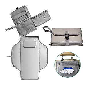 Portable Diaper Changing Pad, Detachable Travel Changing Pad for Baby with Wipes Pocket, Diaper Pad Changing Mat Clutch Bag for Newborn Boys & Girls