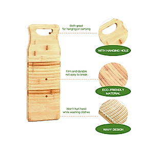 awagas 20"x7" Natural Bamboo Washboard Laundry Washboard Hand Washing Board,Washing Clothes Board Old Fashioned Hand Wash Board for Shirts Underwear Clean Home Laundry Supplies-(M)
