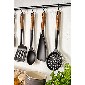 STAUB Pastry Brush, Perfect for Evenly Glazing Pastries and Basting Meats, Durable BPA-Free Matte Black Silicone, Acacia Wood Handles, Safe for Nonstick Cooking Surfaces